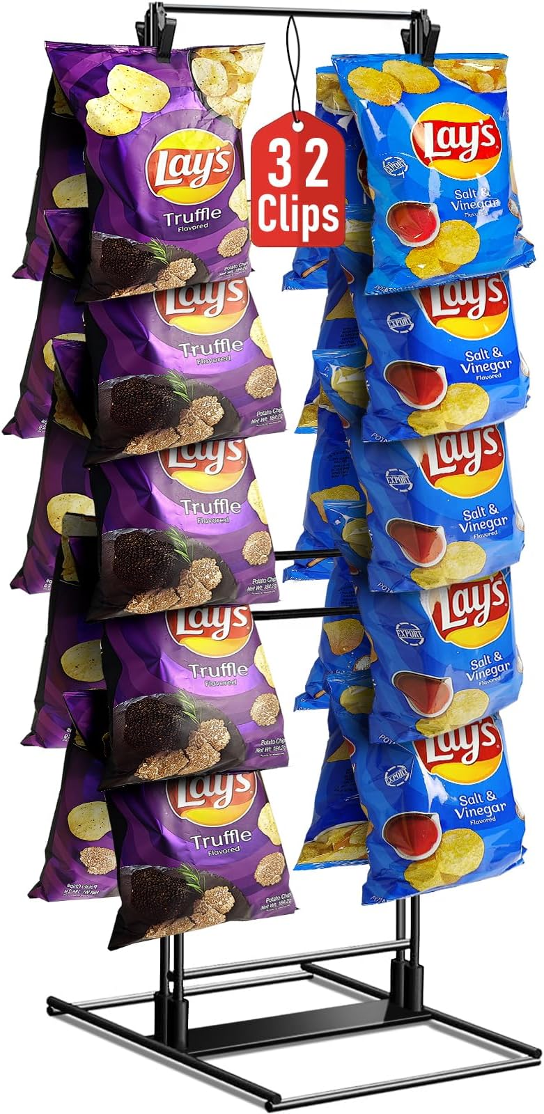 Amazon.com: Tinrbip Chip Rack Display Stand, 9 Columns 45 Clips Snack ...