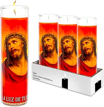 Amazon.com: 3 Pack Jesus Christ Religious Candles - 8" Divine Savior ...