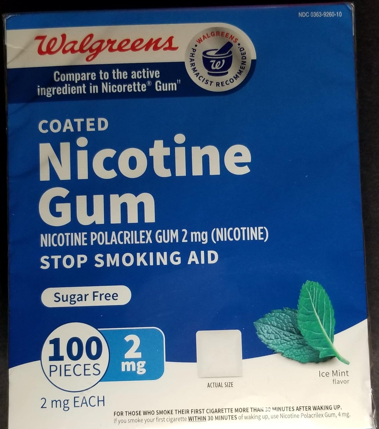 Amazon.com: Walgreen Nicotine Polacrilex Gum, 2MG Ice Mint, 100 Pieces ...