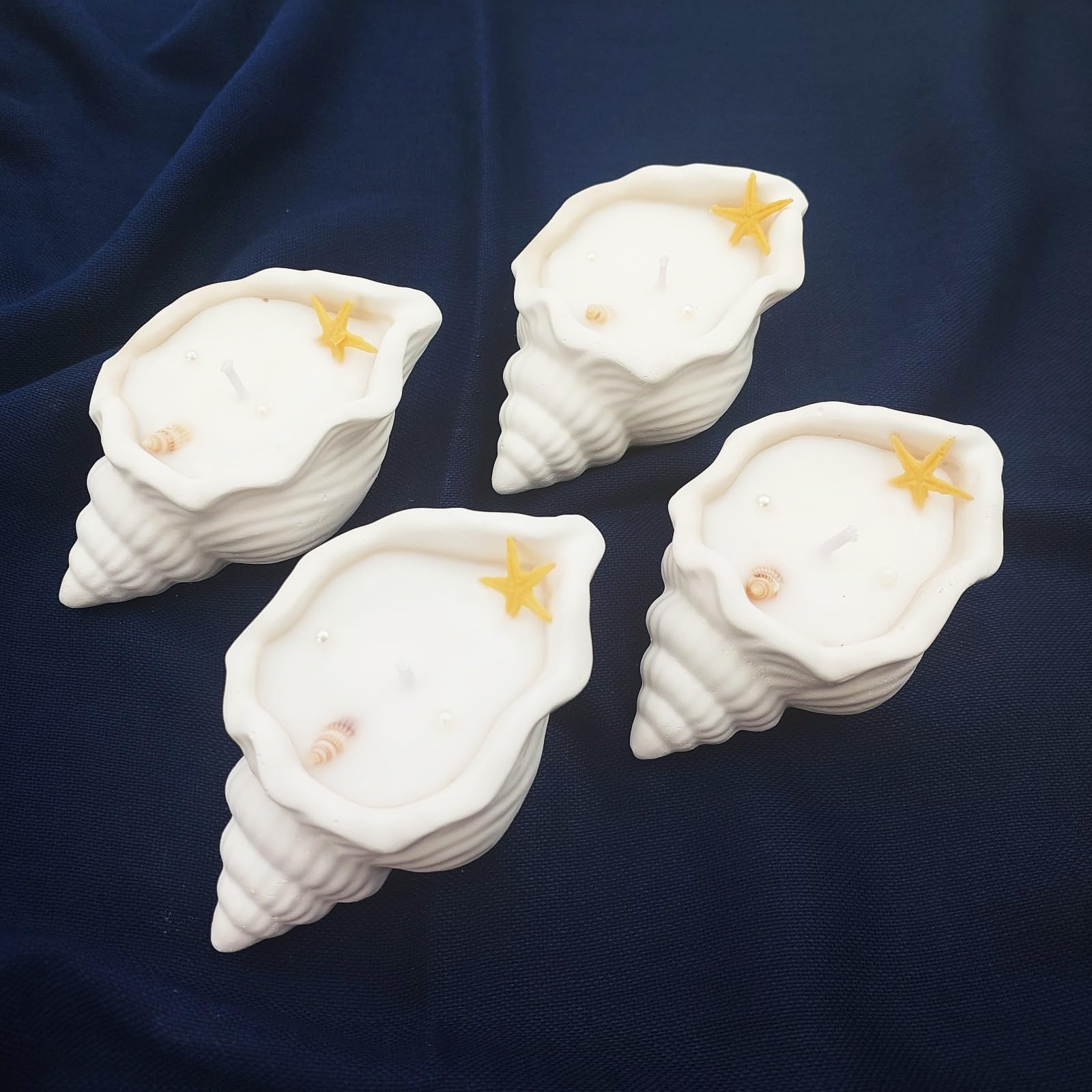 Amazon.com: Conelist 4 Pcs Seashell Beach Candles Handmade Natural ...