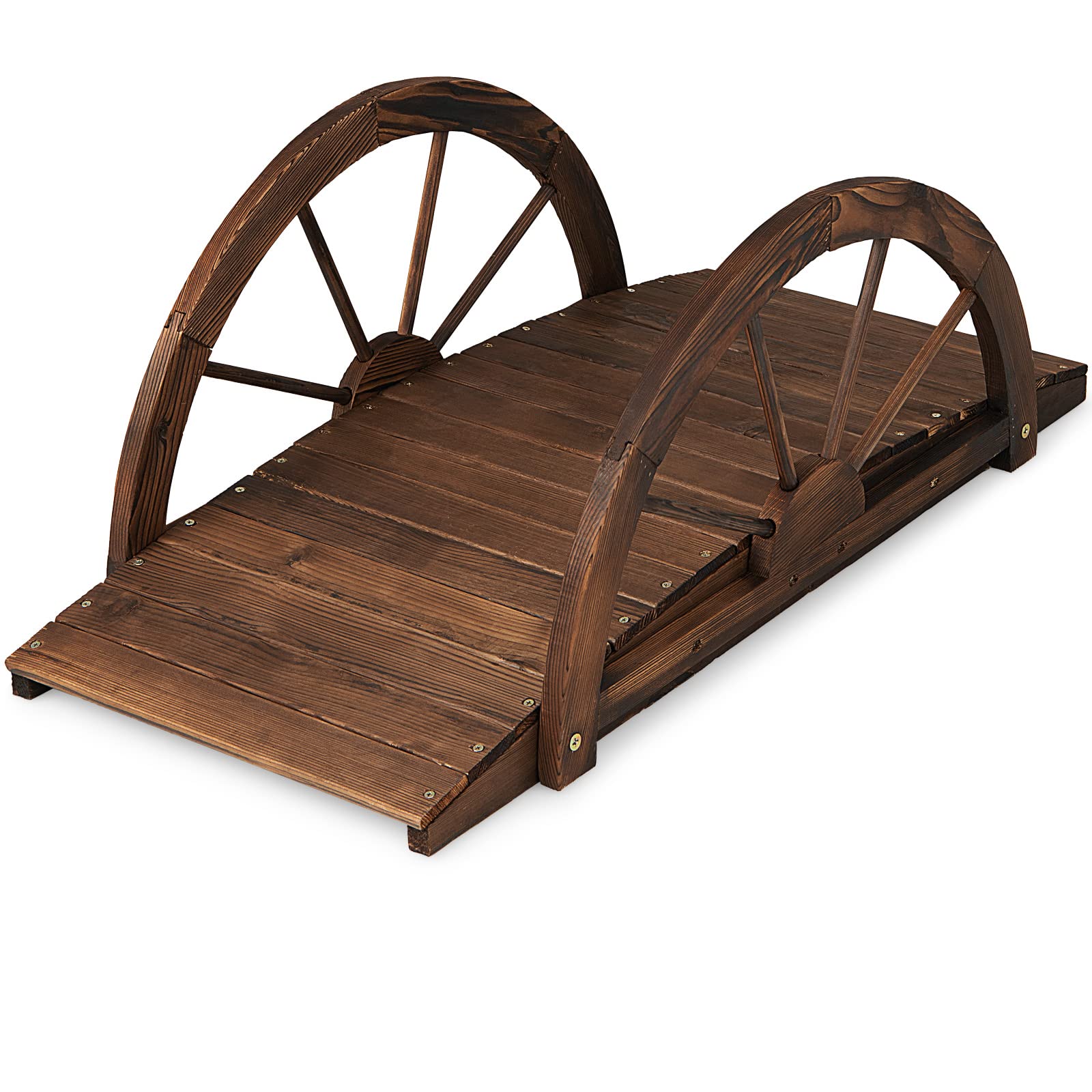 500lb Load Bearing 5ft Wooden - Arc Footbridge For Ponds & Landscaping ...
