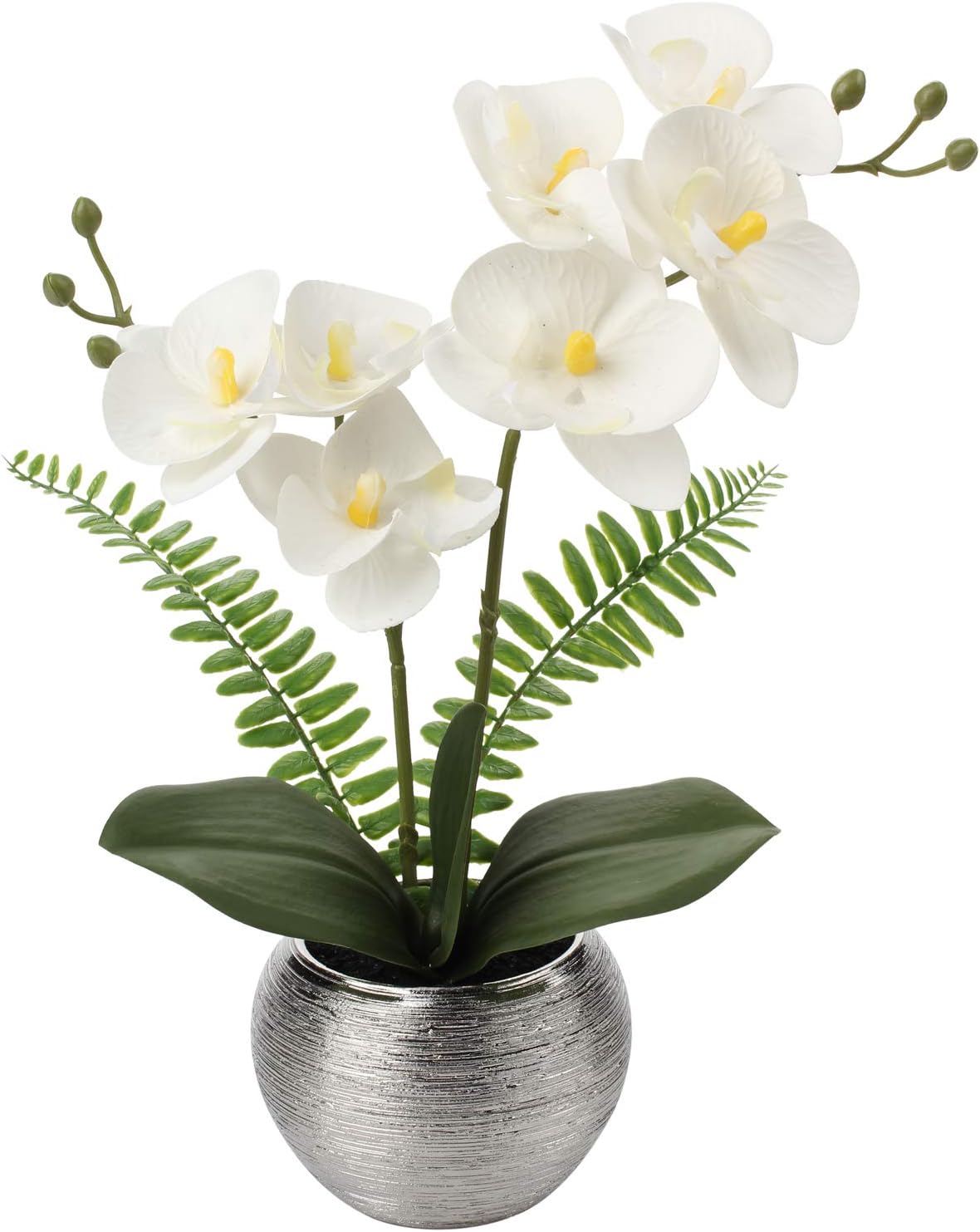 Amazon.com: Artificial Orchids for Home Decor Indoor Silver Vase ...