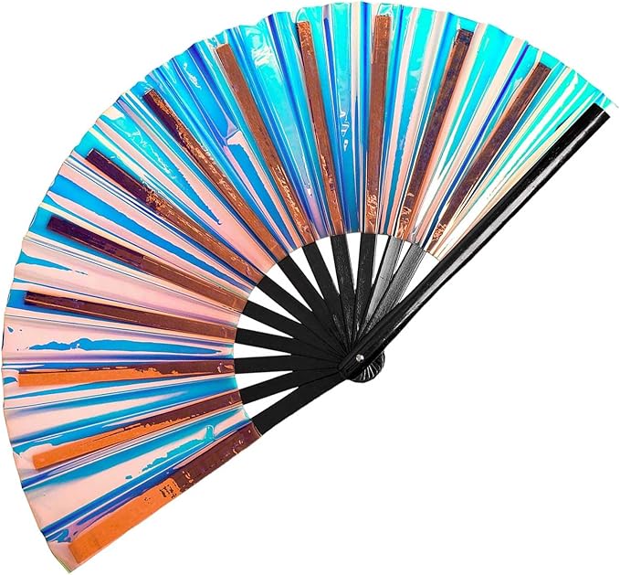 Amazon.com: Large Clack Hand Rave Fan Holographic Folding Popping Line ...