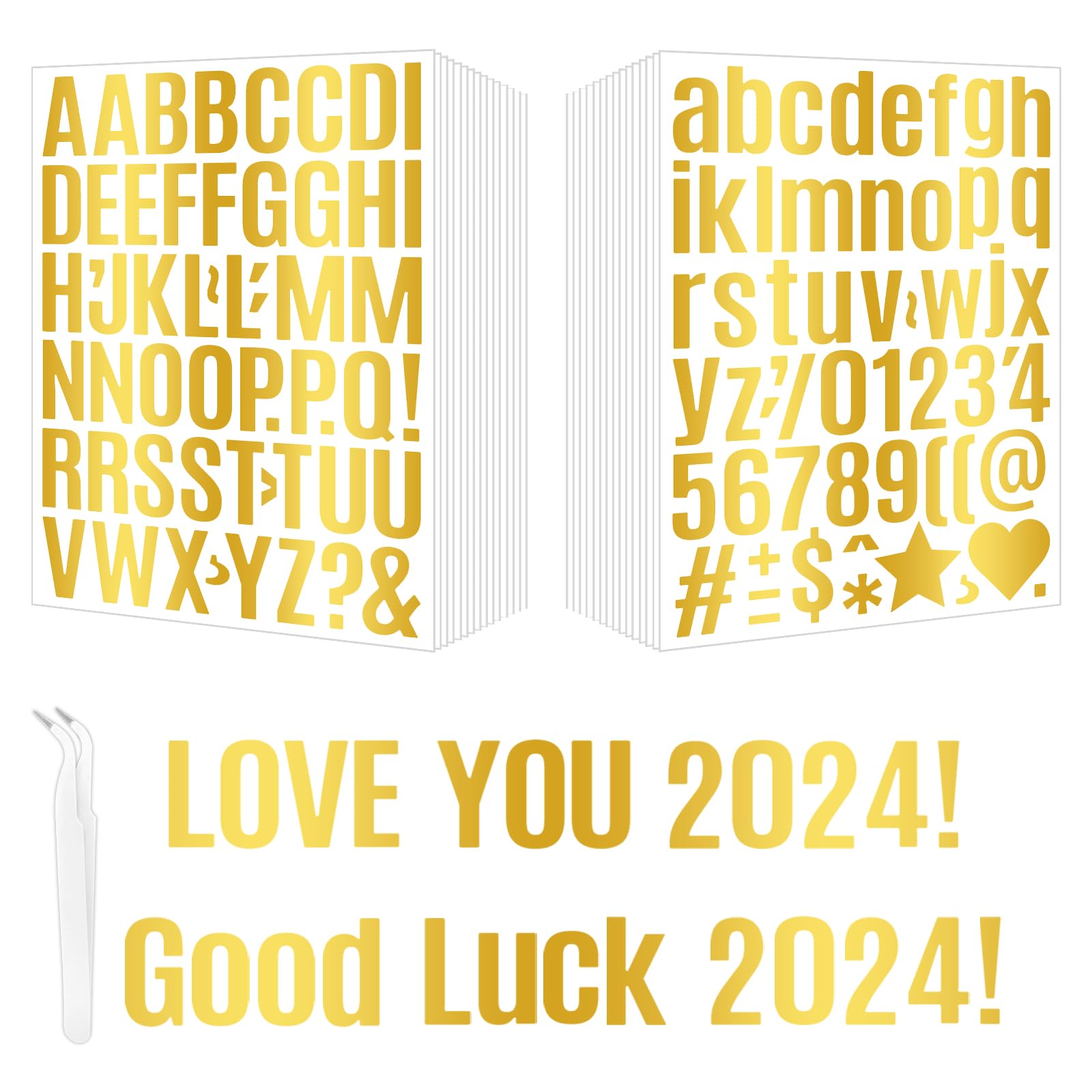 Amazon.com: 30 Sheets Gold Letter Stickers 1 Inch Small Gold Alphabet ...