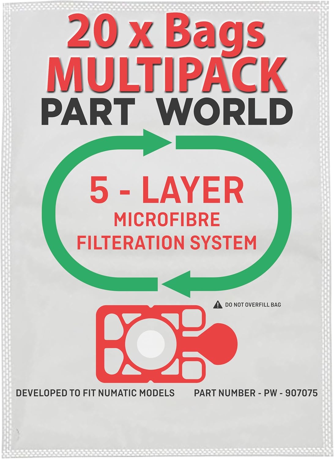 Part World 20 x Henry Hoover Bags Microfibre Poly Dust Bags for Vacuum ...