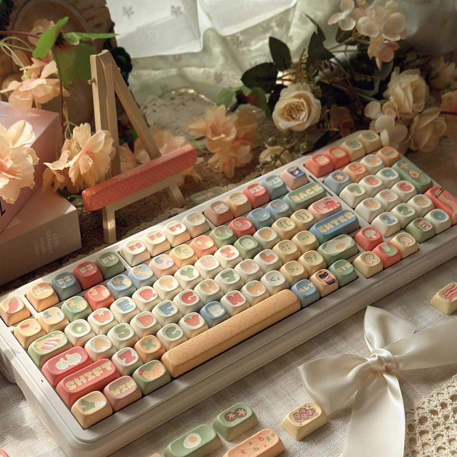 Amazon.com: Mxtroml PBT keycaps,Food Themed keycaps,Cute PBT Keycaps ...