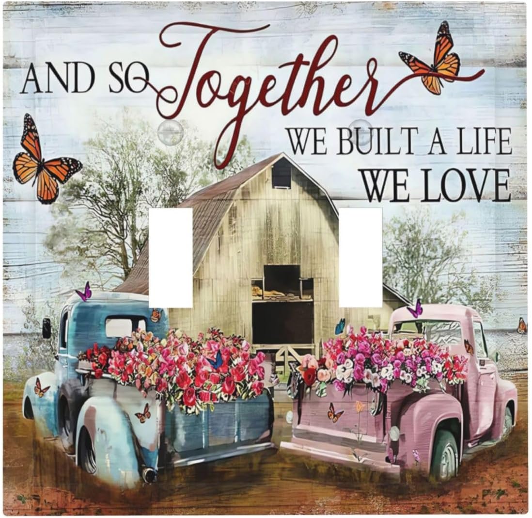 UKUTARLY Farmhouse Truck Light Switch Cover 2 Gang Double Toggle Rustic ...
