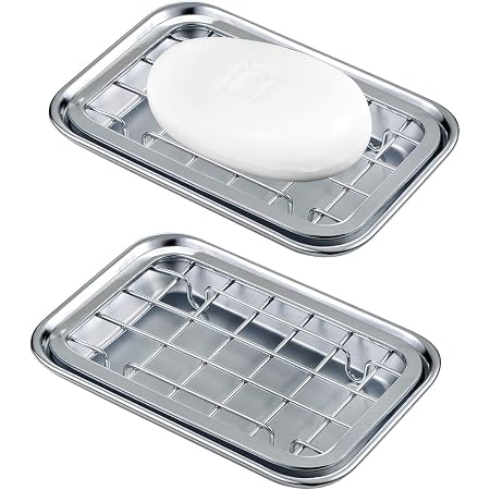 Amazon.com: Kitchen and Bathroom Soap Dish Tray - Metal 2-Piece Soap ...