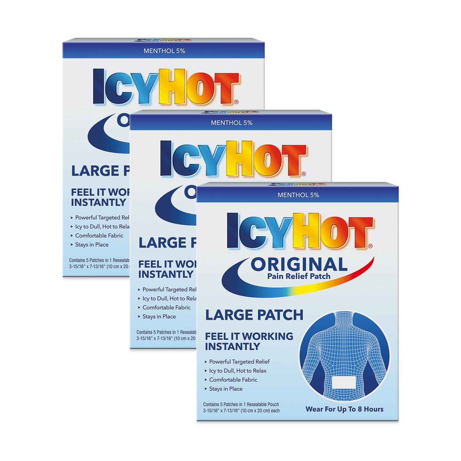 Snapklik.com : Icy Hot Orginal Large Pain Relief Patches, Powerful ...