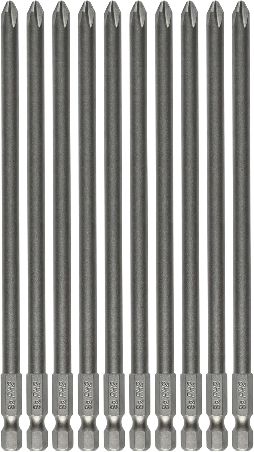 VESTTIO Phillips Cross Slot PH2#2 Long Screwdriver Bit Set 10PCS 1/4 ...