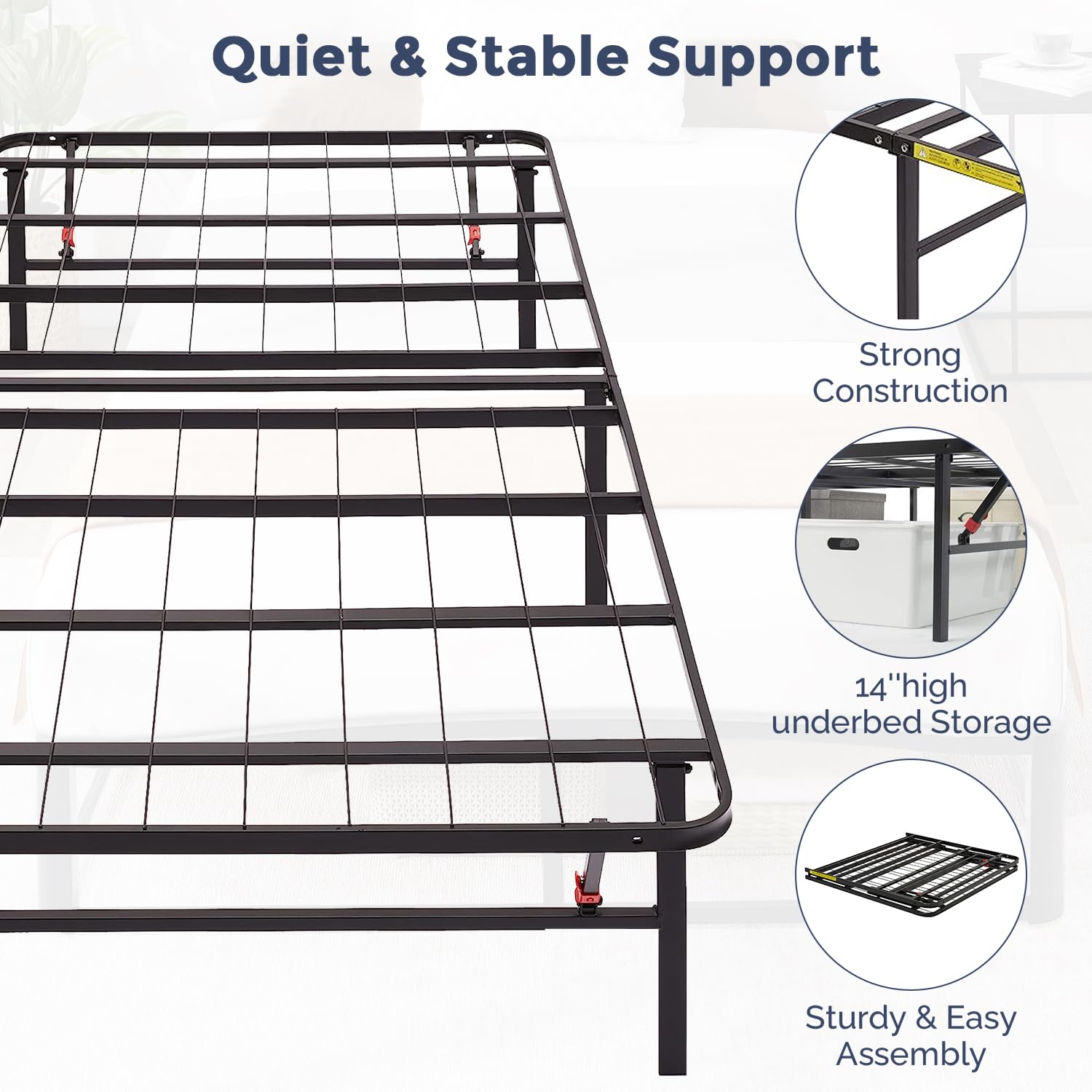 Snapklik.com : IULULU Folding Bed Frame Twin Size- Noise-Free Durable ...