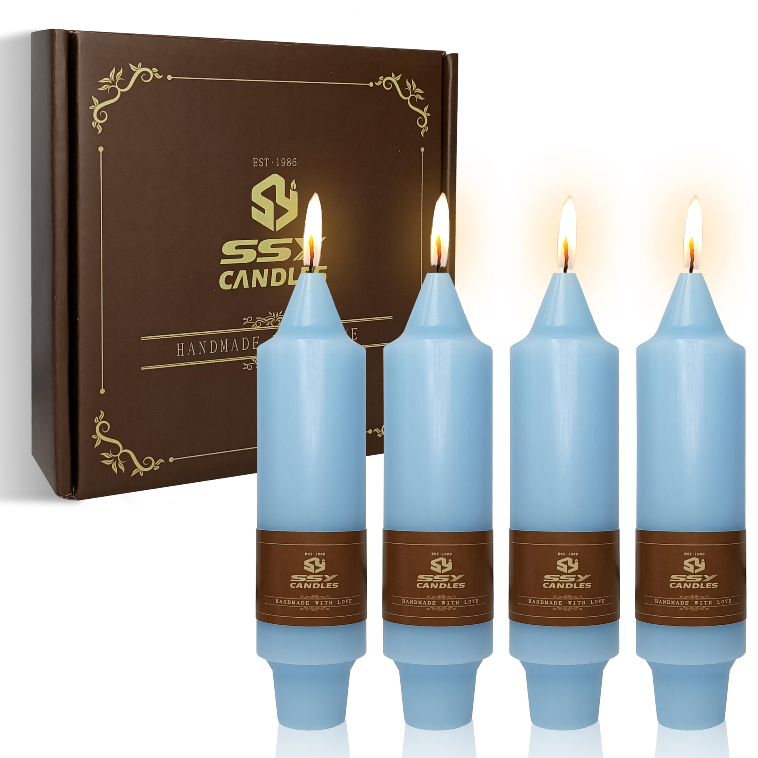 Amazon.com: 5 Inch Short Taper Candles Blue 4 PCS Handmade Candle for ...