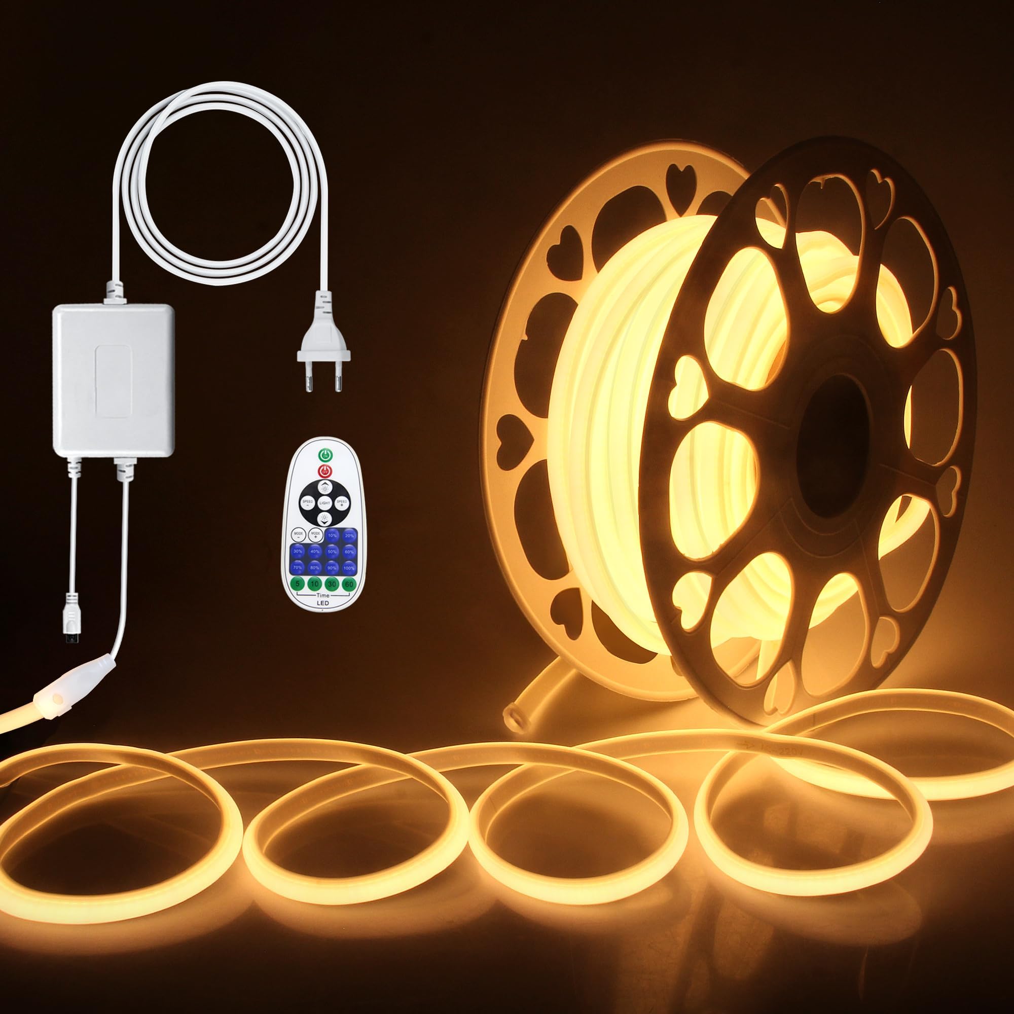 ALITOVE 5M COB LED Streifen 230V Direktanschluss Warmweiß 2700K ...
