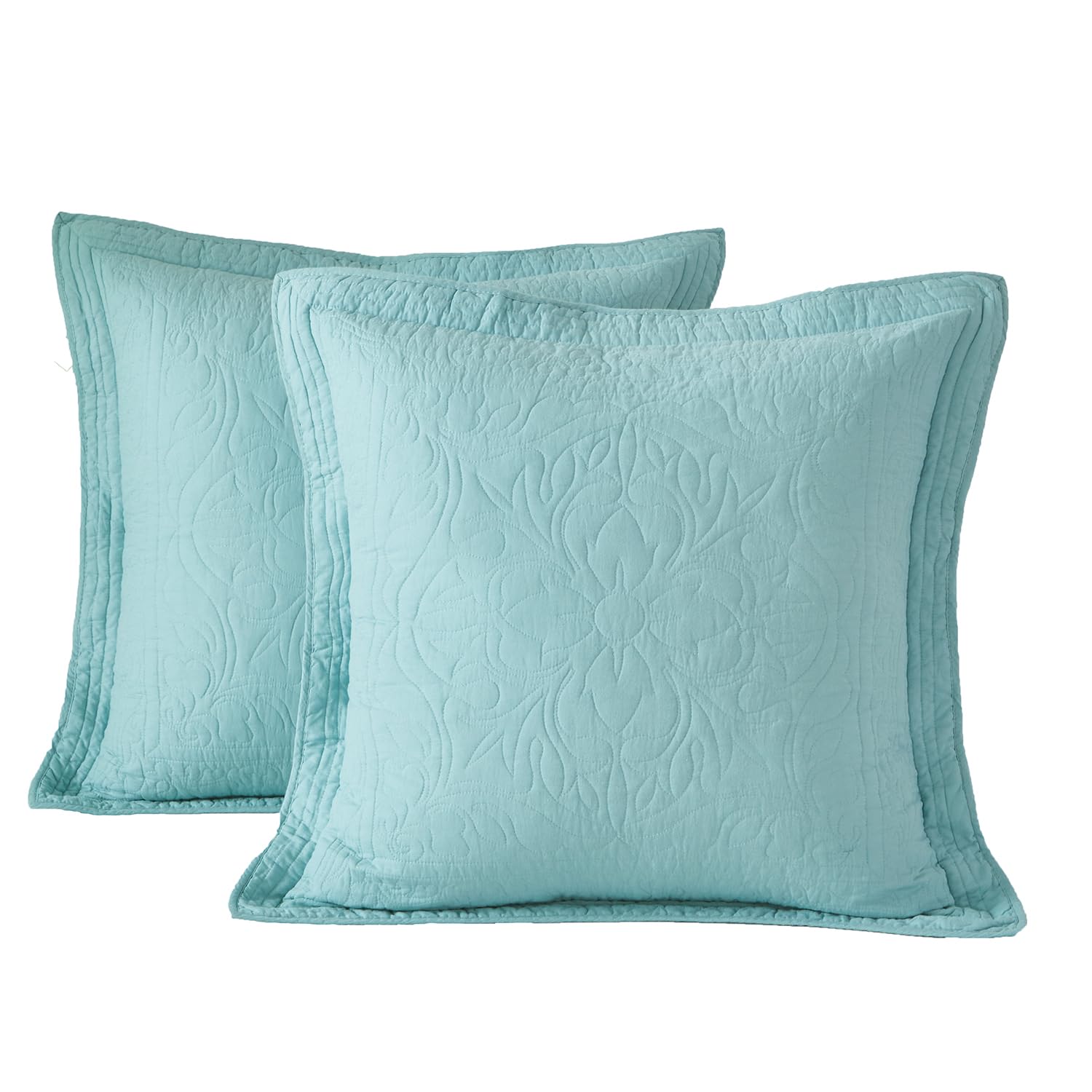 Amazon.com: WINLIFE 100% Cotton Quilted Euro Sham Covers, 2 Pack Cotton ...