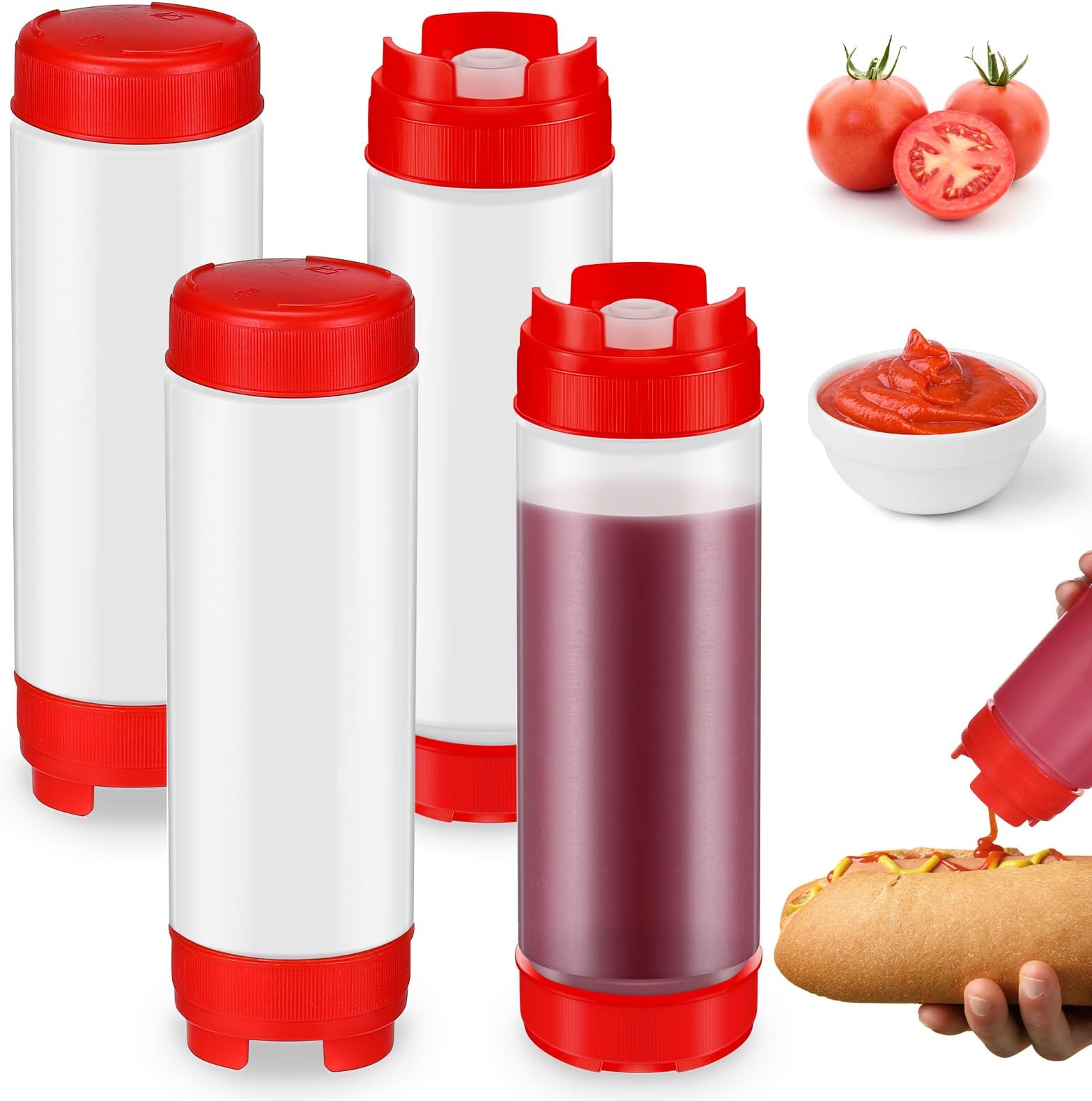 Amazon.com: Didaey 4 Pcs Squeeze Bottles Refillable 20 oz, Inverted ...