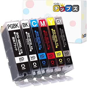Amazon.co.jp: 【インクのチップス】 キヤノン(Canon)用 BCI-381XL BCI-380XL 互換インク 6色セット 大容量版 対応機種:PIXUS TS8430 ...