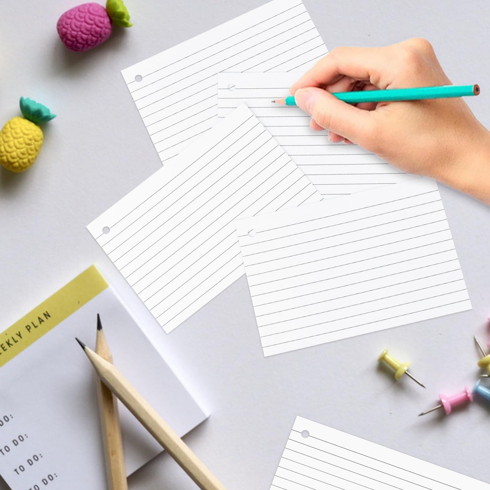 Snapklik.com : 160 PCS Index Cards 4 X 6 Inches, 180 GSM Thick Punched ...