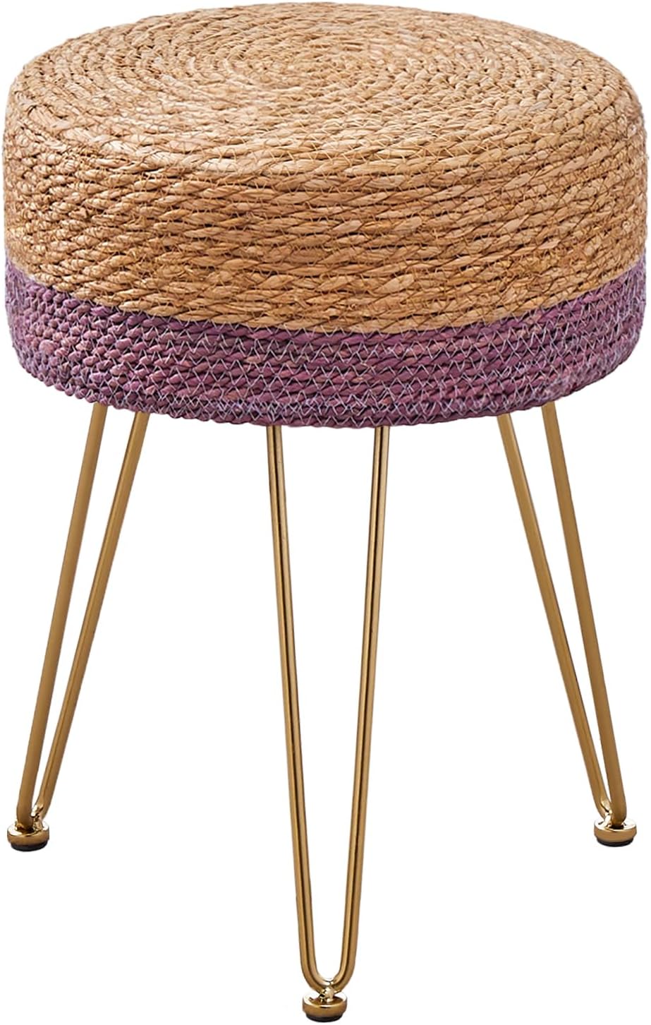 Amazon.com: Cpintltr Natural Seagrass Hand Weave Poufs Vanity Stool ...
