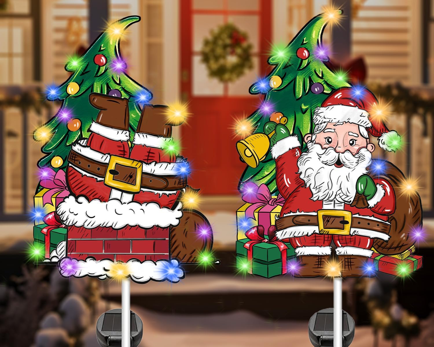 Amazon.com: Christmas Santa Claus Solar Garden Stake Lights, Christmas ...