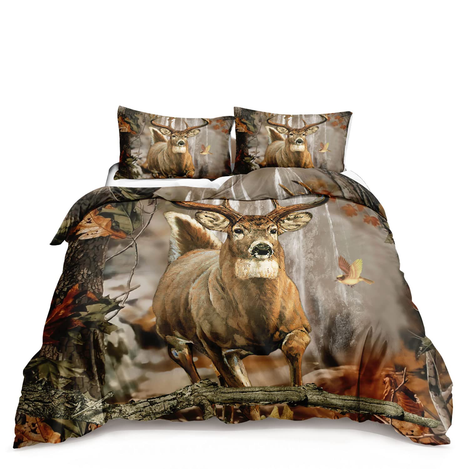 HOSIMA Deer Hunting,Hunter Bedding Set Queen American Flag Bedding ...