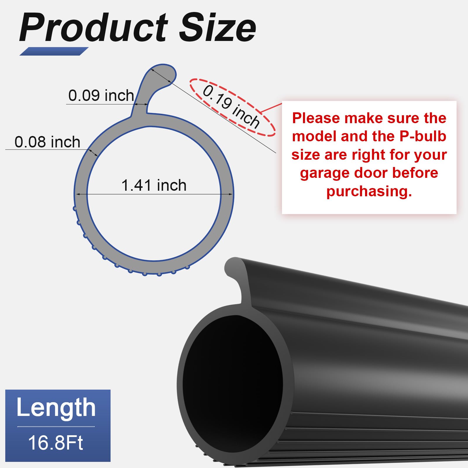 Snapklik.com : 10.2FT Garage Door Seals Bottom Rubber P Bulb Garage ...