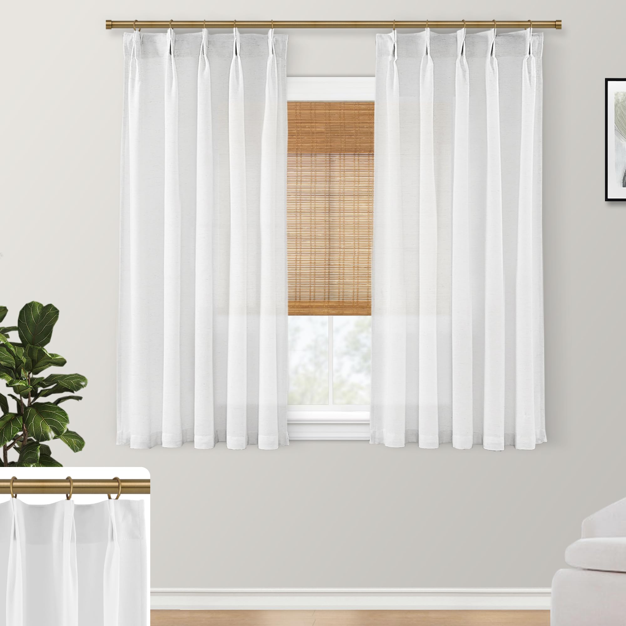 Amazon.com: SHINELAND Short Curtains for Windows 48 Inches Long,Sheer ...