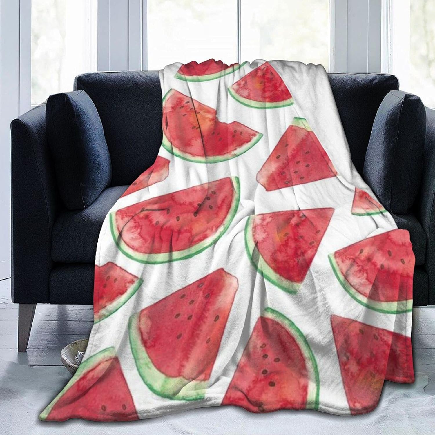 Amazon.com: Kerrlina Watercolor Slices Watermelon Fruit Flannel Throw ...