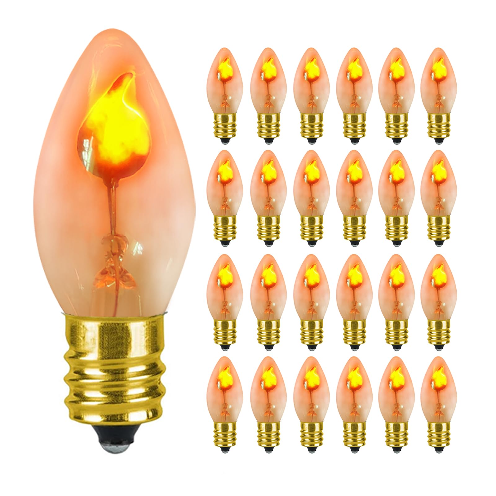 Christmas Flickering Flame Light Bulbs, 25 Pack C7 Crystal Clear ...