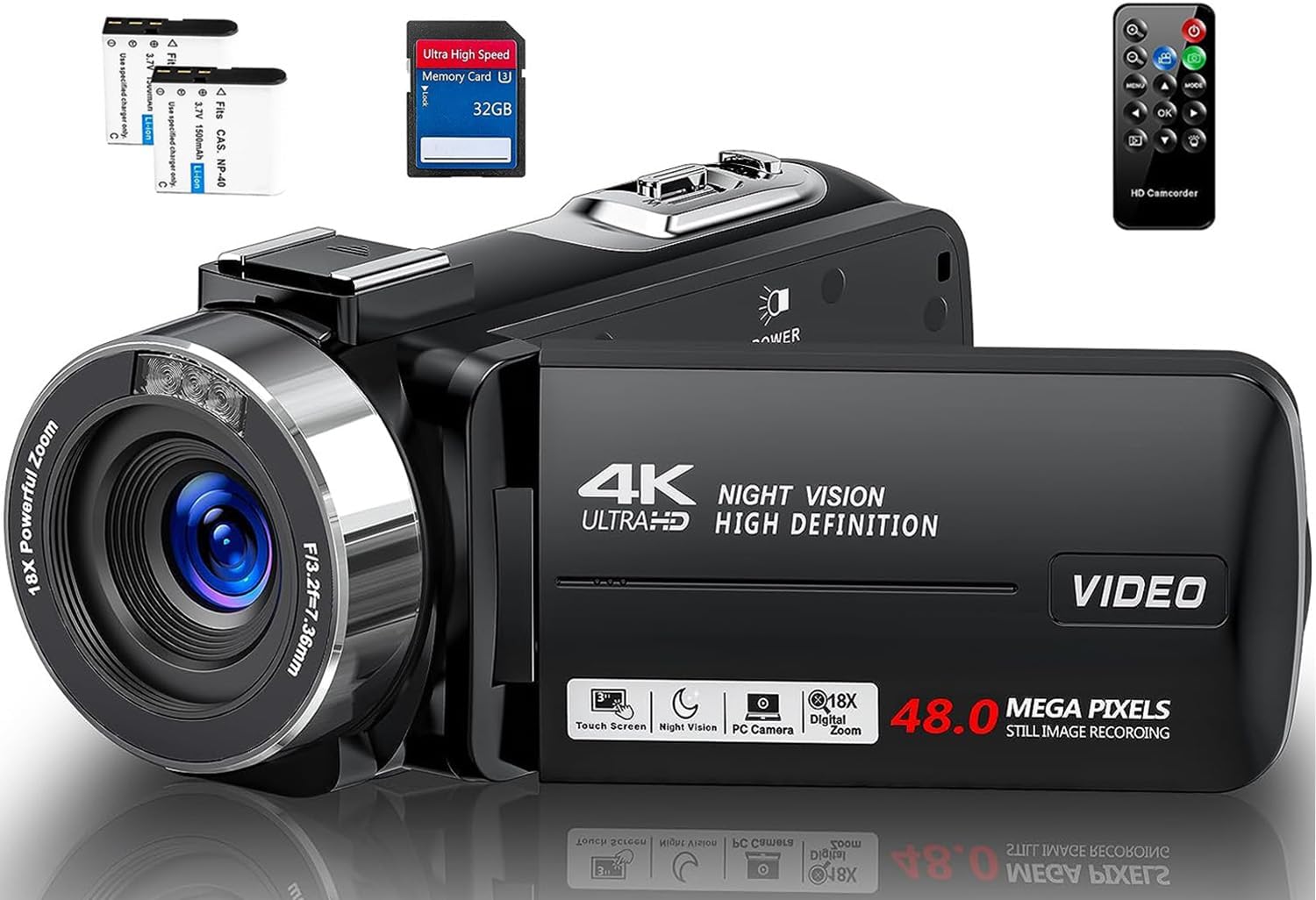 Caméscope 4K Caméra vidéo HD 48MP IR Vision Nocturne Vlogging Camera ...