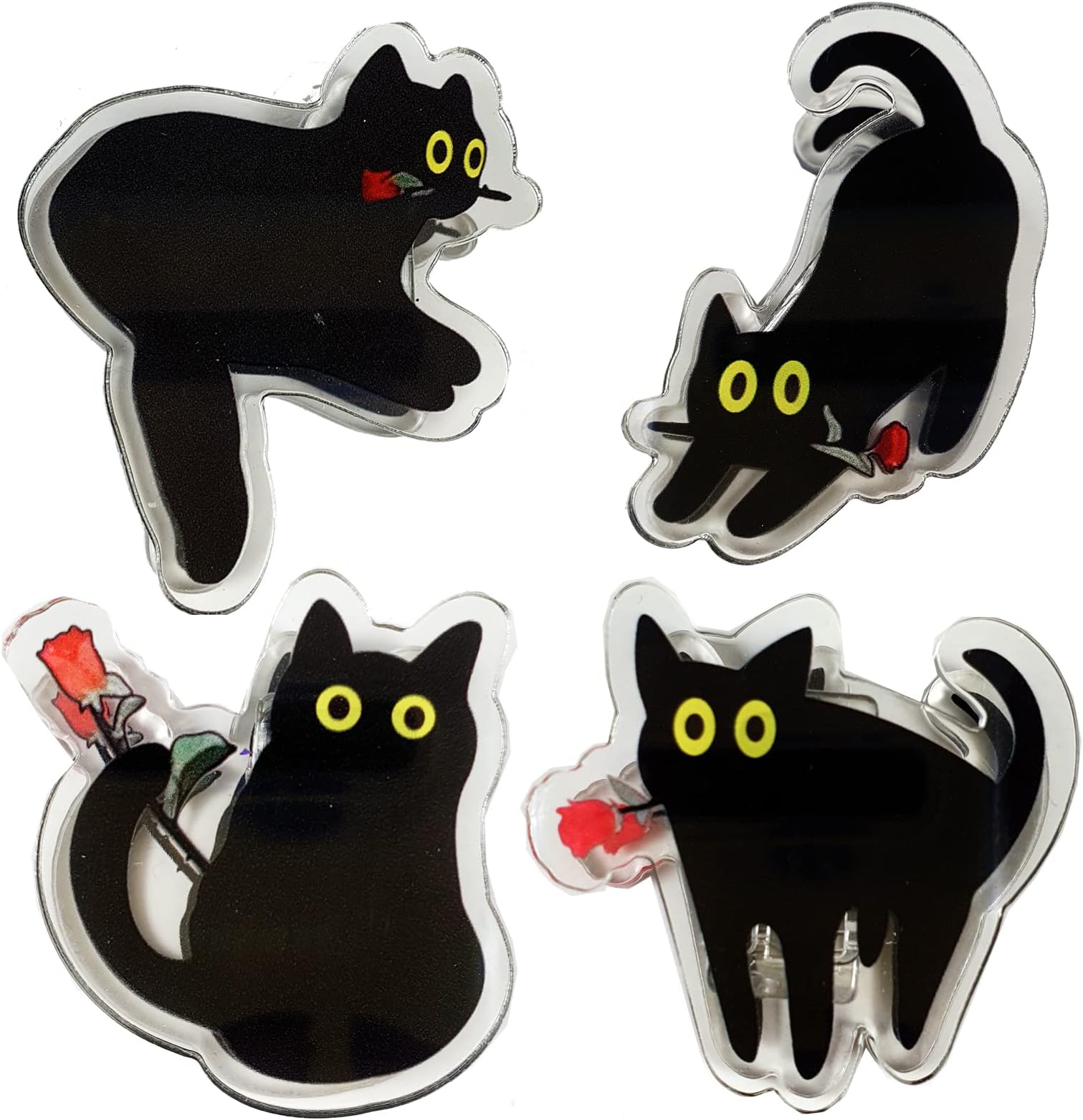 Amazon.com : 4 Sets Black cat Clips, Cute Clips, can Hold Paper, Snacks ...