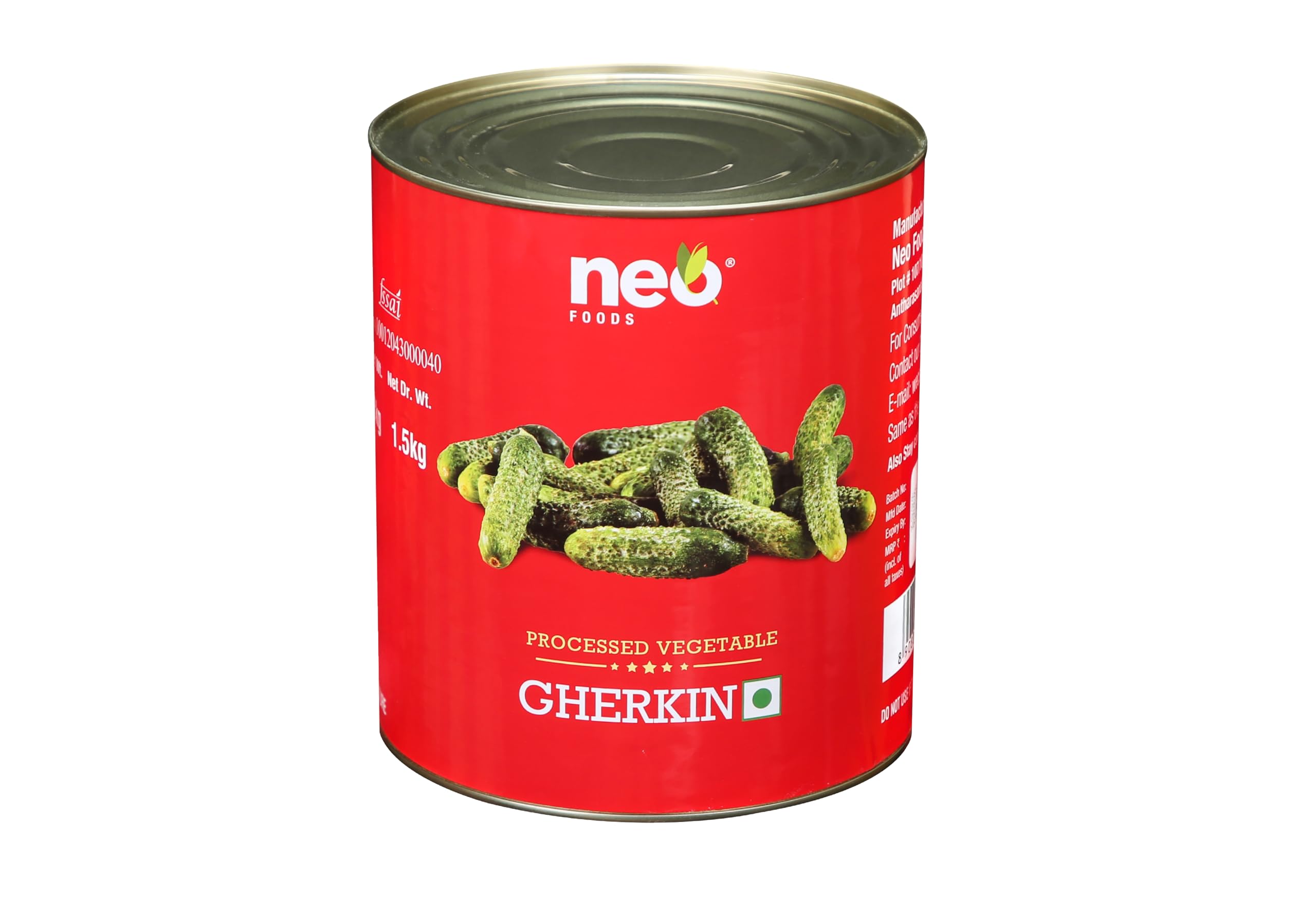Neo Whole Gherkins 3kg Tin I 100% Vegan I Low Fat Sweet and Crunchy ...