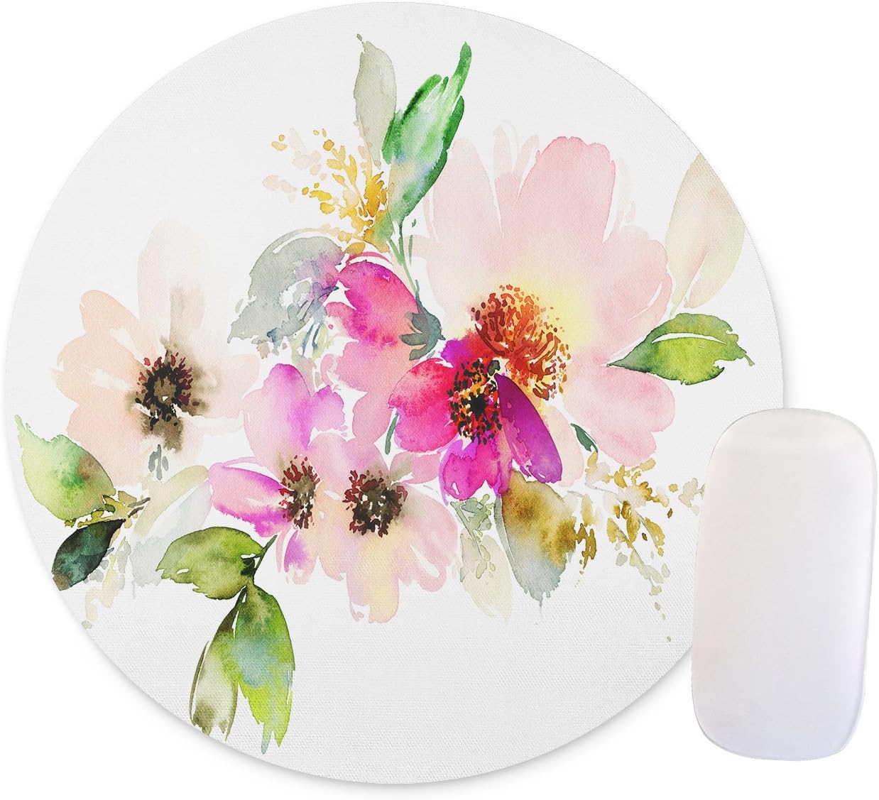 Amazon.com : Shuangyi - Beautiful Watercolor Flower Round Mouse pad ...