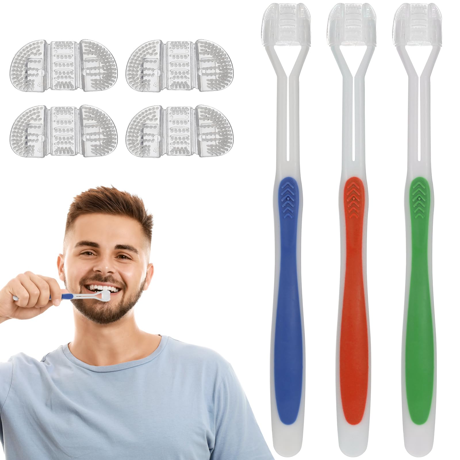 Amazon.com : SUPVOX 7pcs Three Sided Toothbrush Replaceable Dual Brush ...