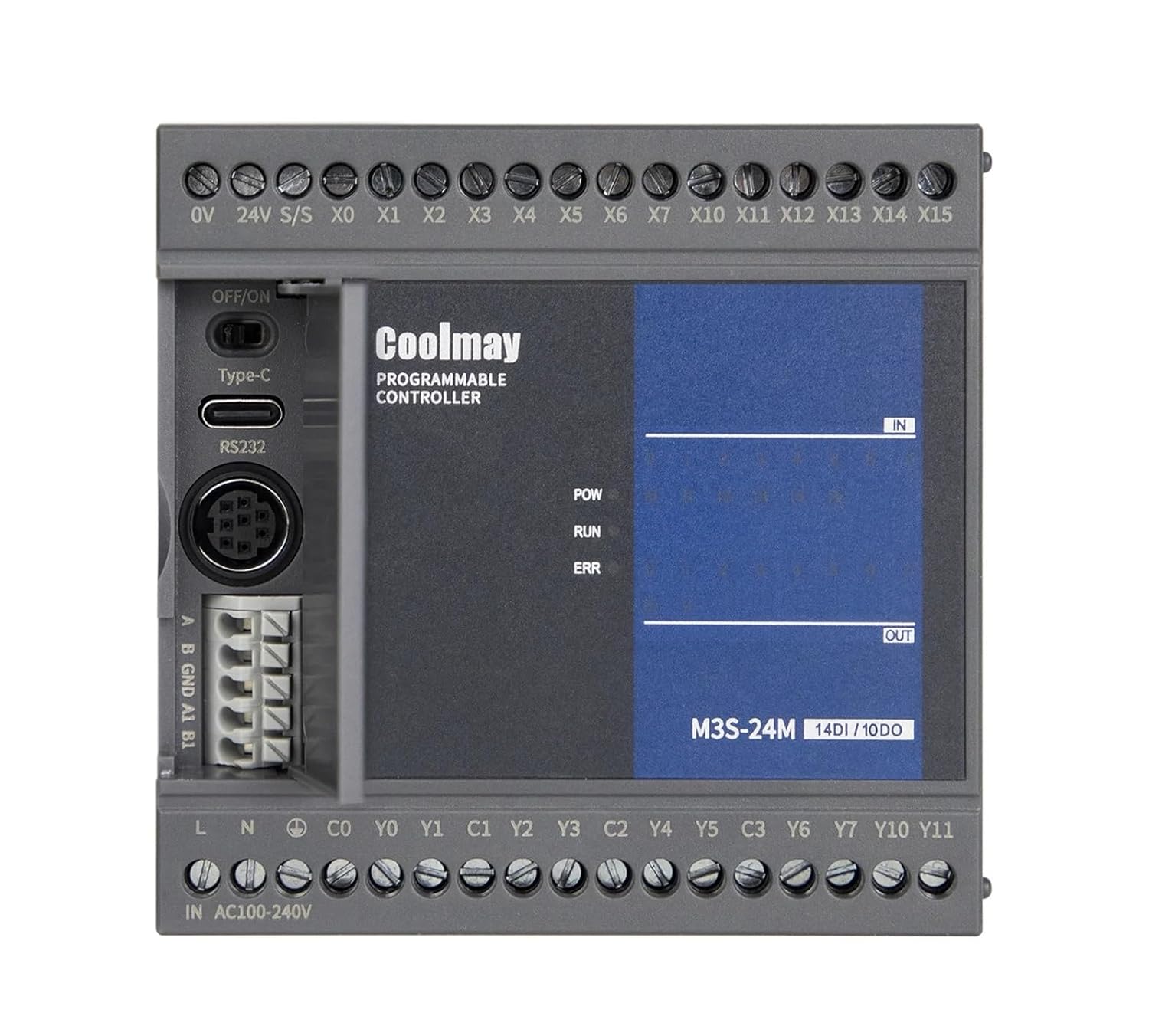 PLC Programmable Controller M3S-24MT DC Transistor Module with Base ...