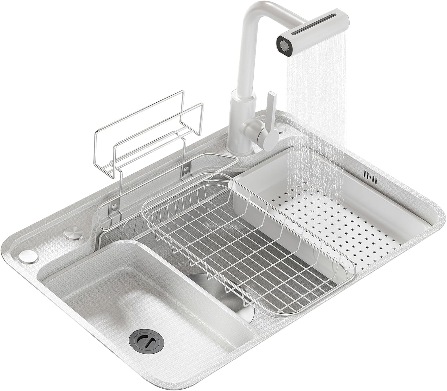 Modern Drop in Waterfall Kitchen Sink Cup Washer for Sink 304 Stainless ...