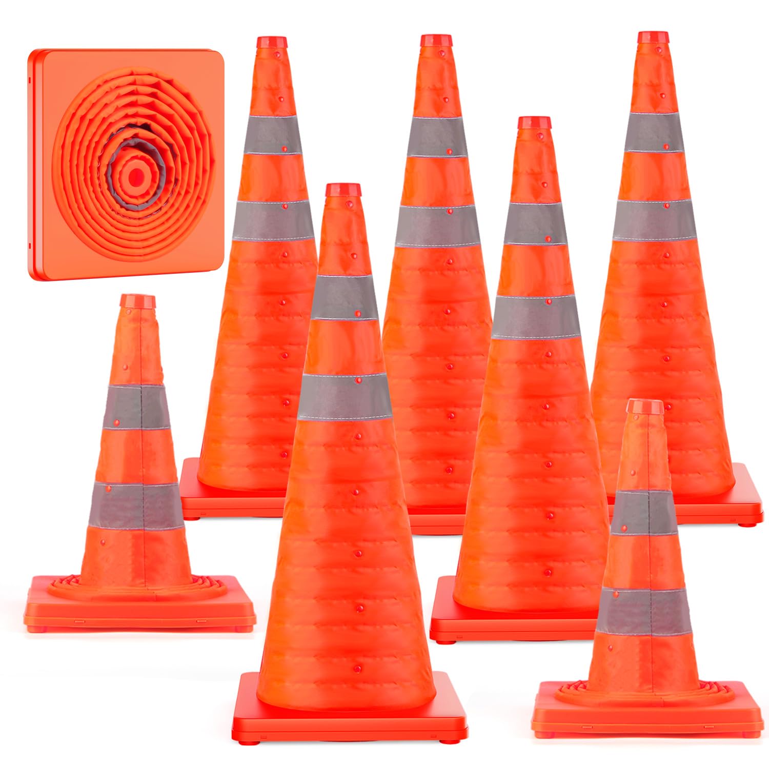 RoadHero 28 Inch [8 Pack] Collapsible Traffic Cones, Multi Purpose Pop ...