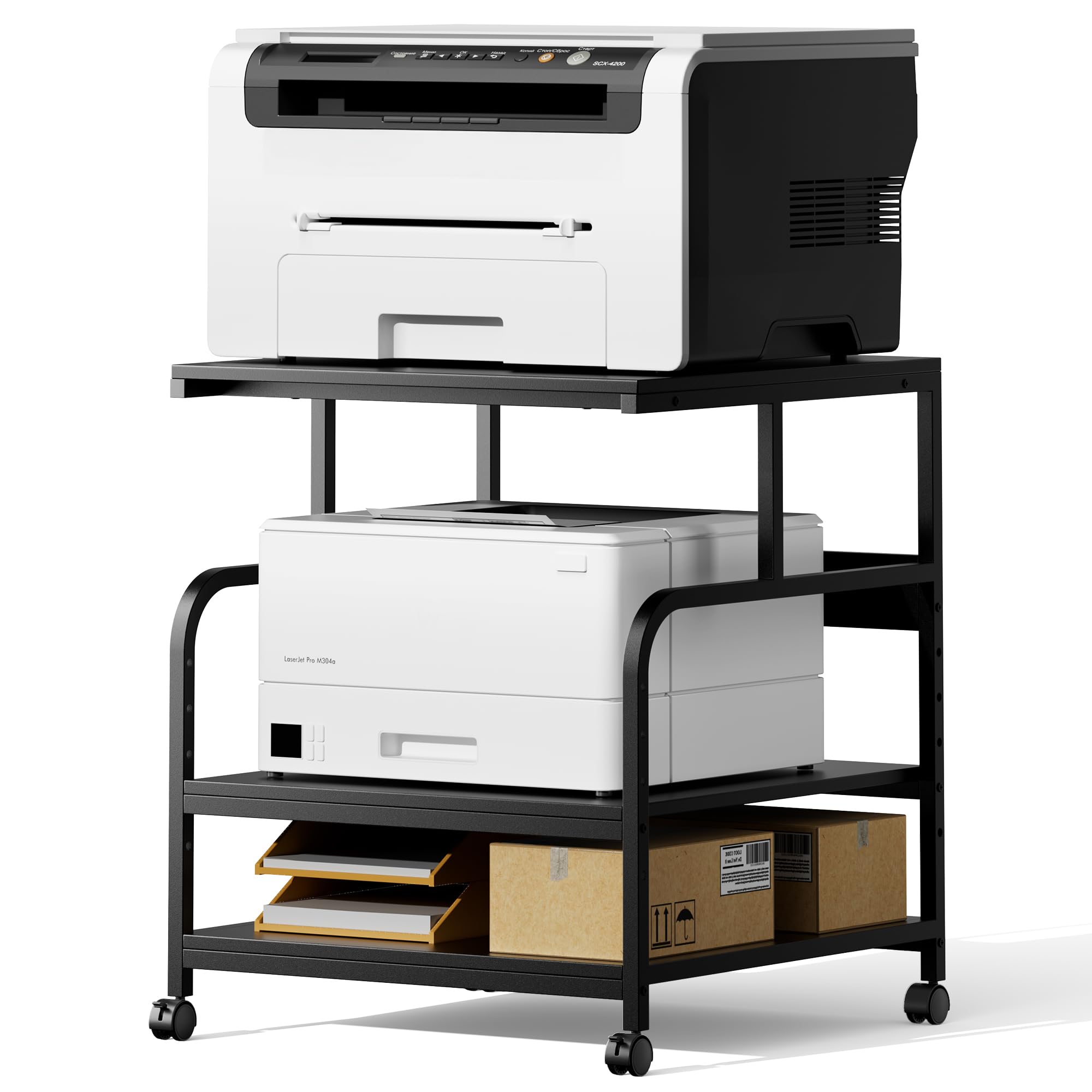 Carts With Wheels Ollieroo 2 Tier Printer Stand With Storage Shelf ...