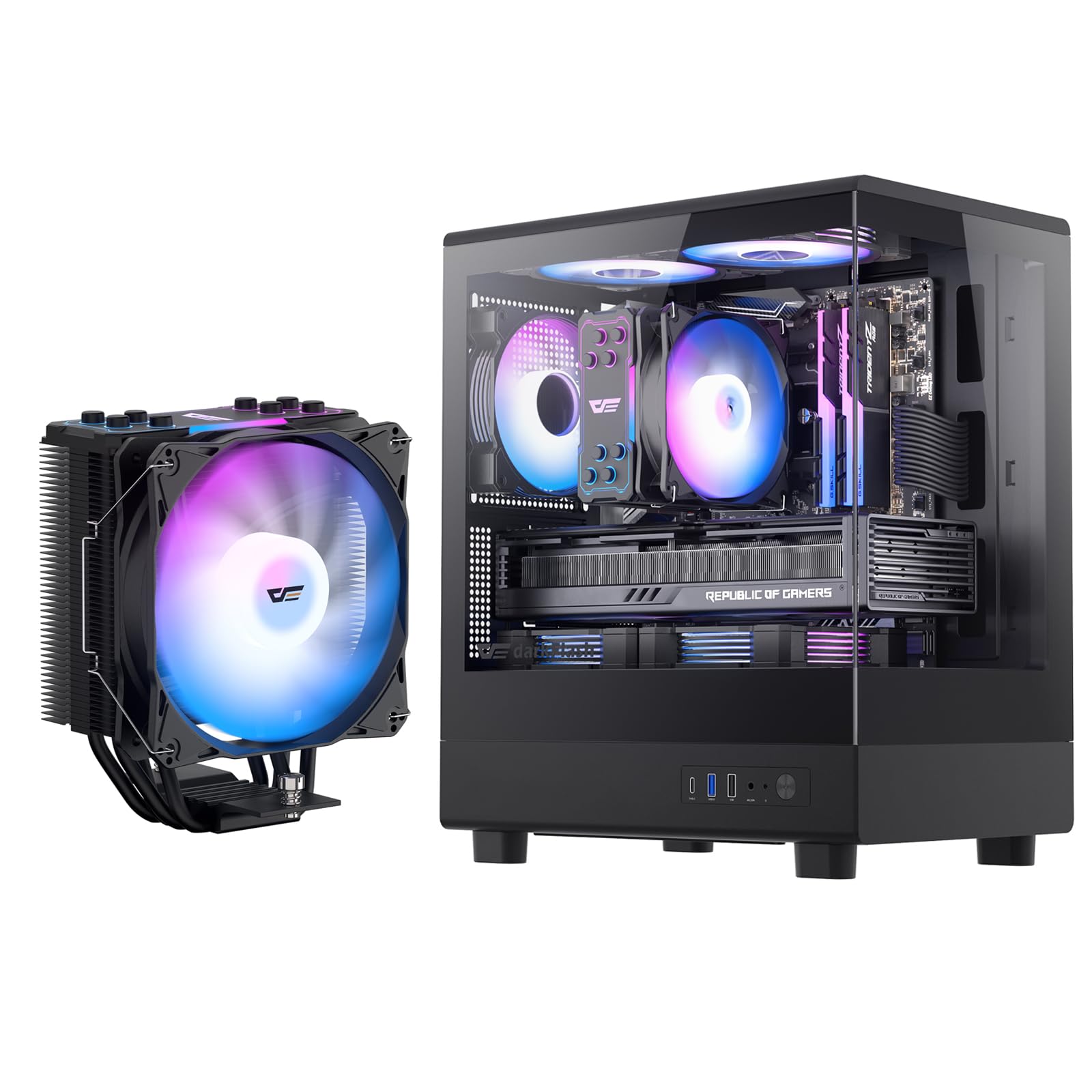 Amazon.com: darkFlash DB330M MATX Full View Dual Glass PC Case+Z4Pro ...
