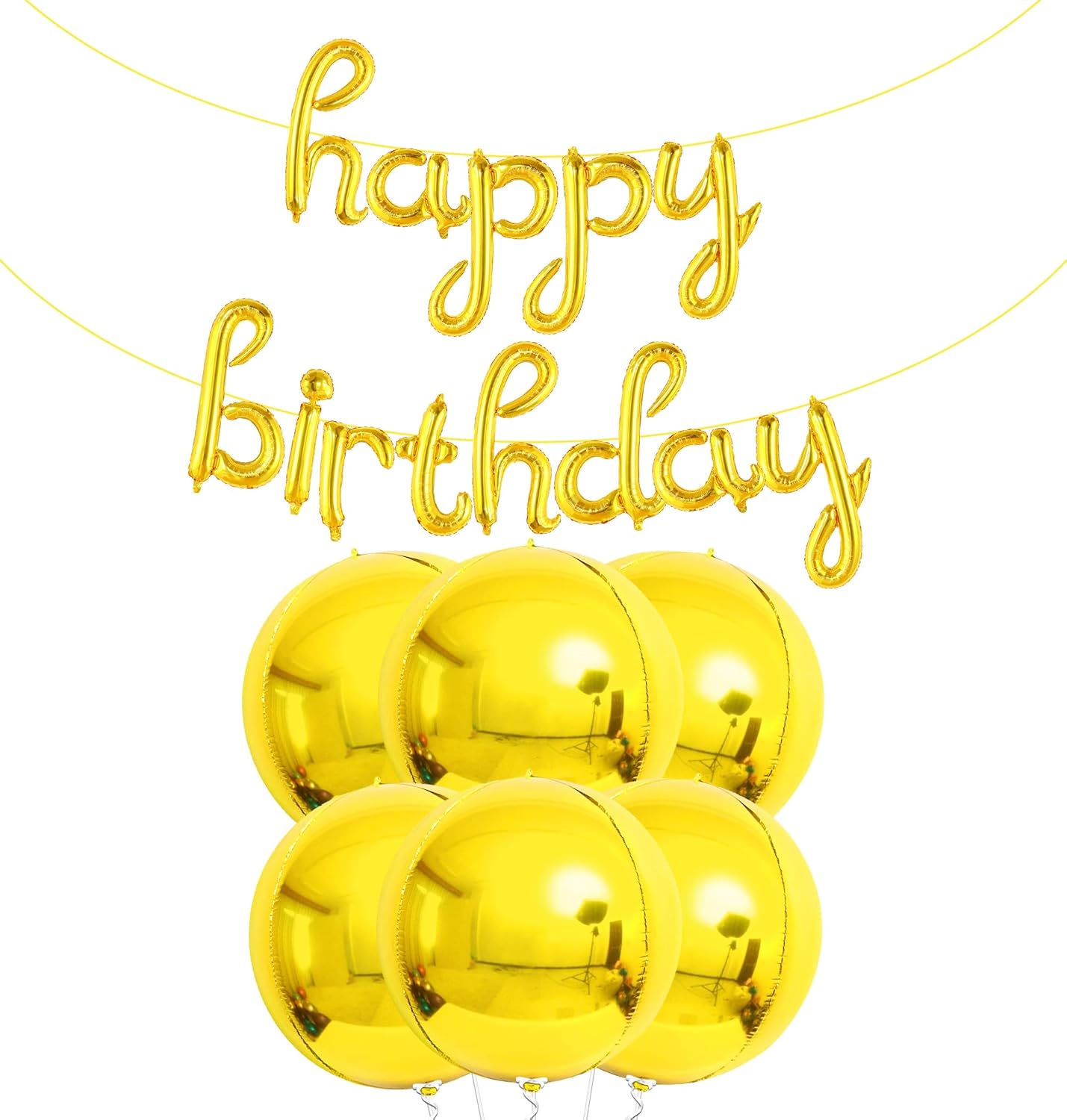 Amazon.com: KatchOn, Large Gold Foil Balloon With Gold Happy Birthday ...