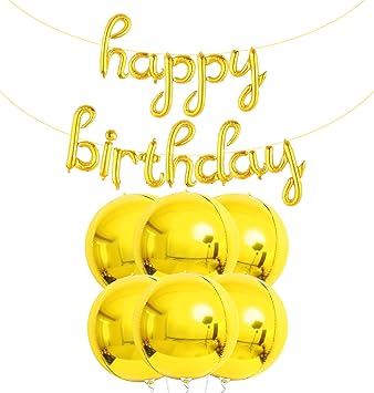 Amazon.com: KatchOn, Large Gold Foil Balloon With Gold Happy Birthday ...
