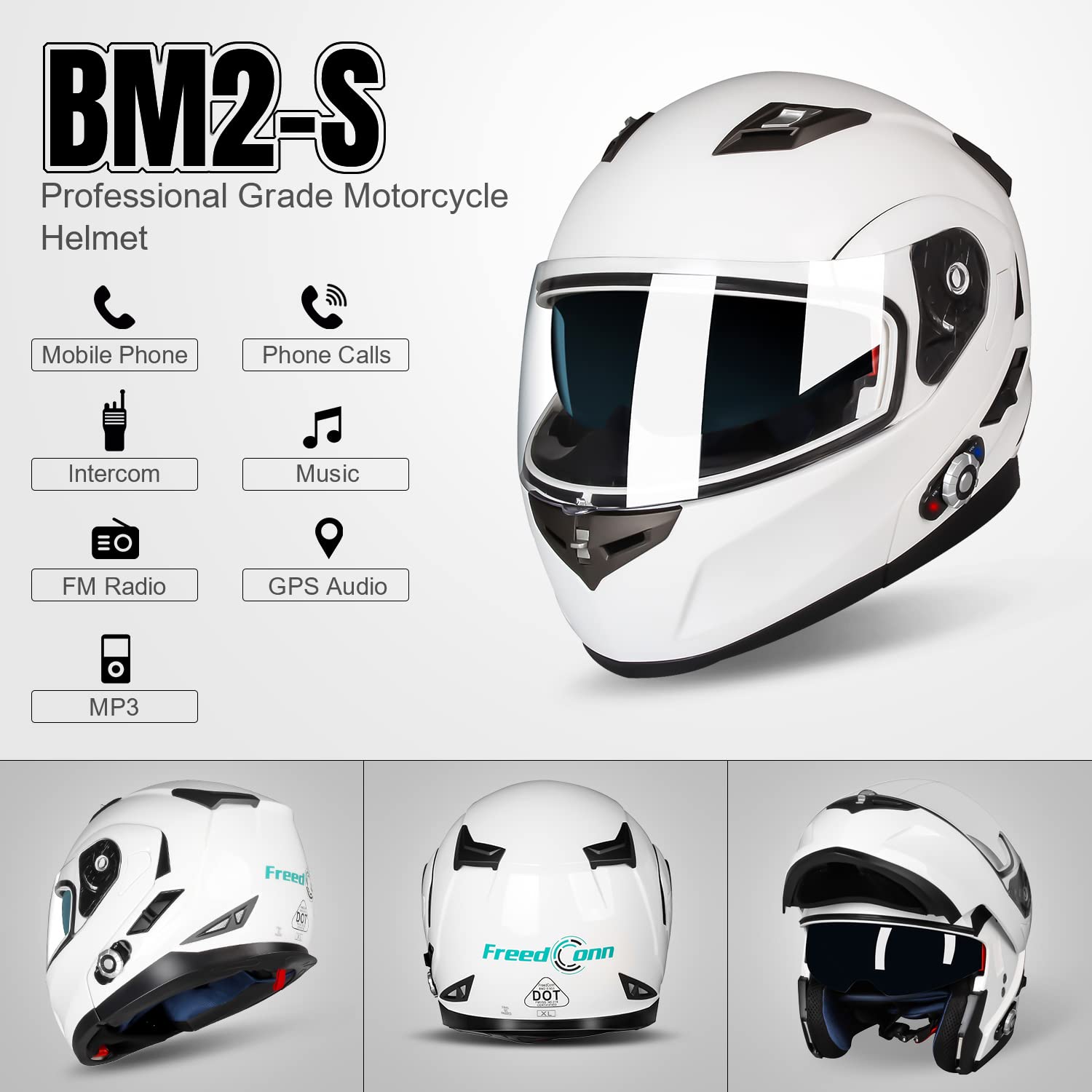 Snapklik.com : FreedConn Motorcycle Bluetooth Helmet,Bluetooth ...