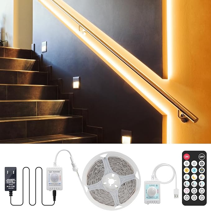 TJOY Dual Sensor Stair Lights Indoor, LED Light Strip with Double ...