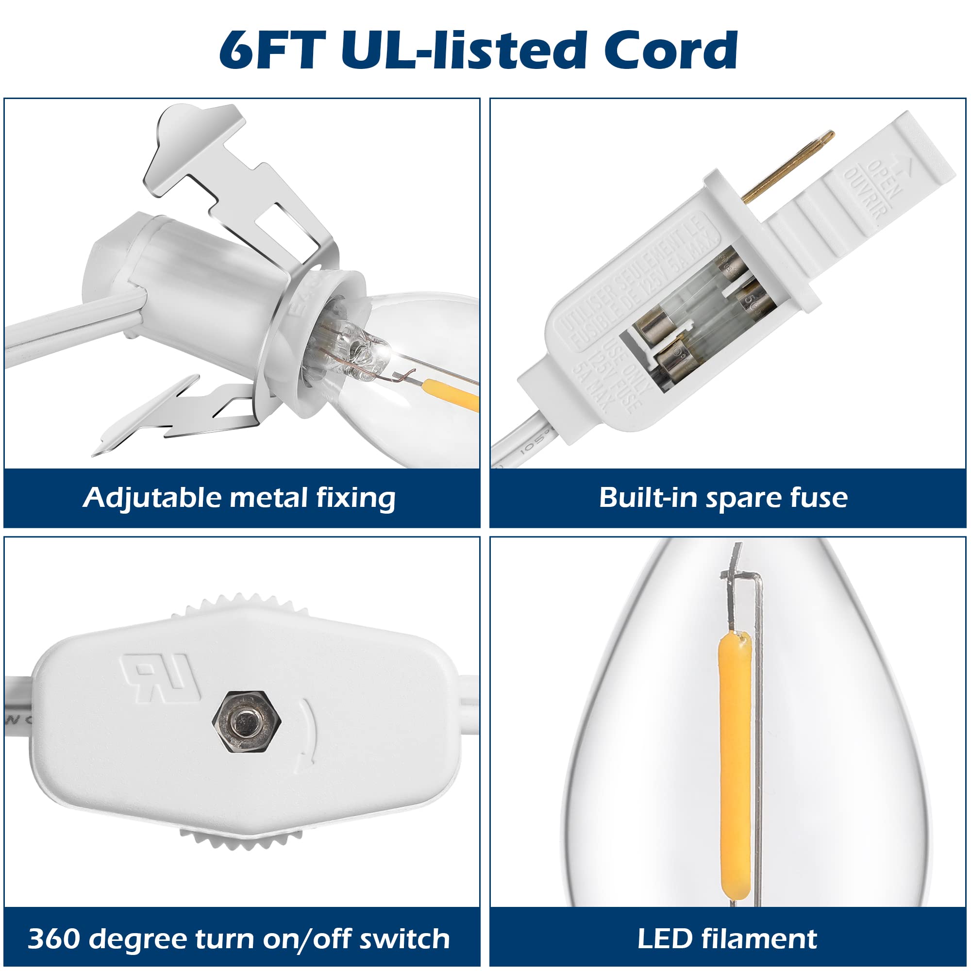 Snapklik.com : Feekoon 10 Packs 6ft Village Light Cord