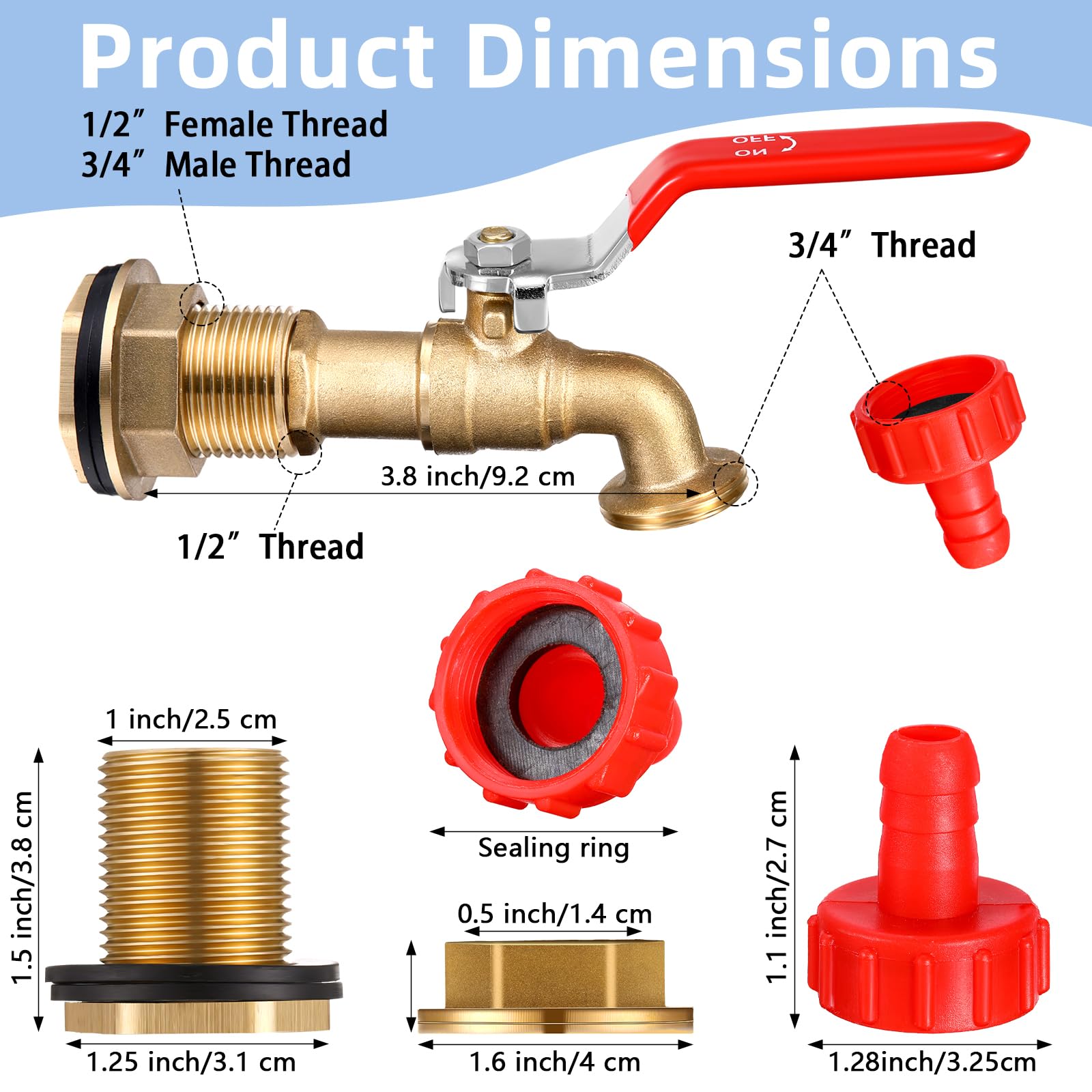 Snapklik.com : Tujoe 3 Set Brass Rain Barrel Spigot, Rain Faucet Kit ...