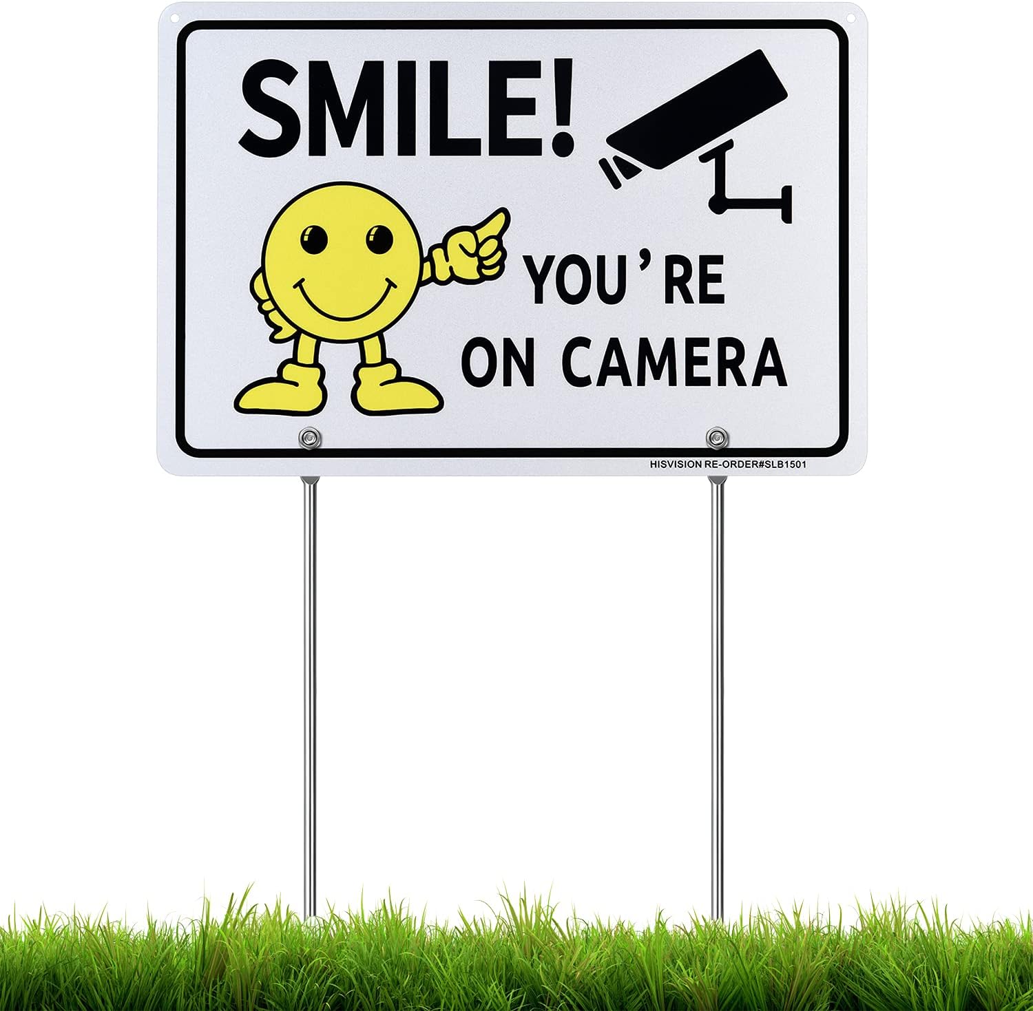 Amazon.com : 2PC Smile Your On Camera Sign with Stake, 17 Inches by 13 ...