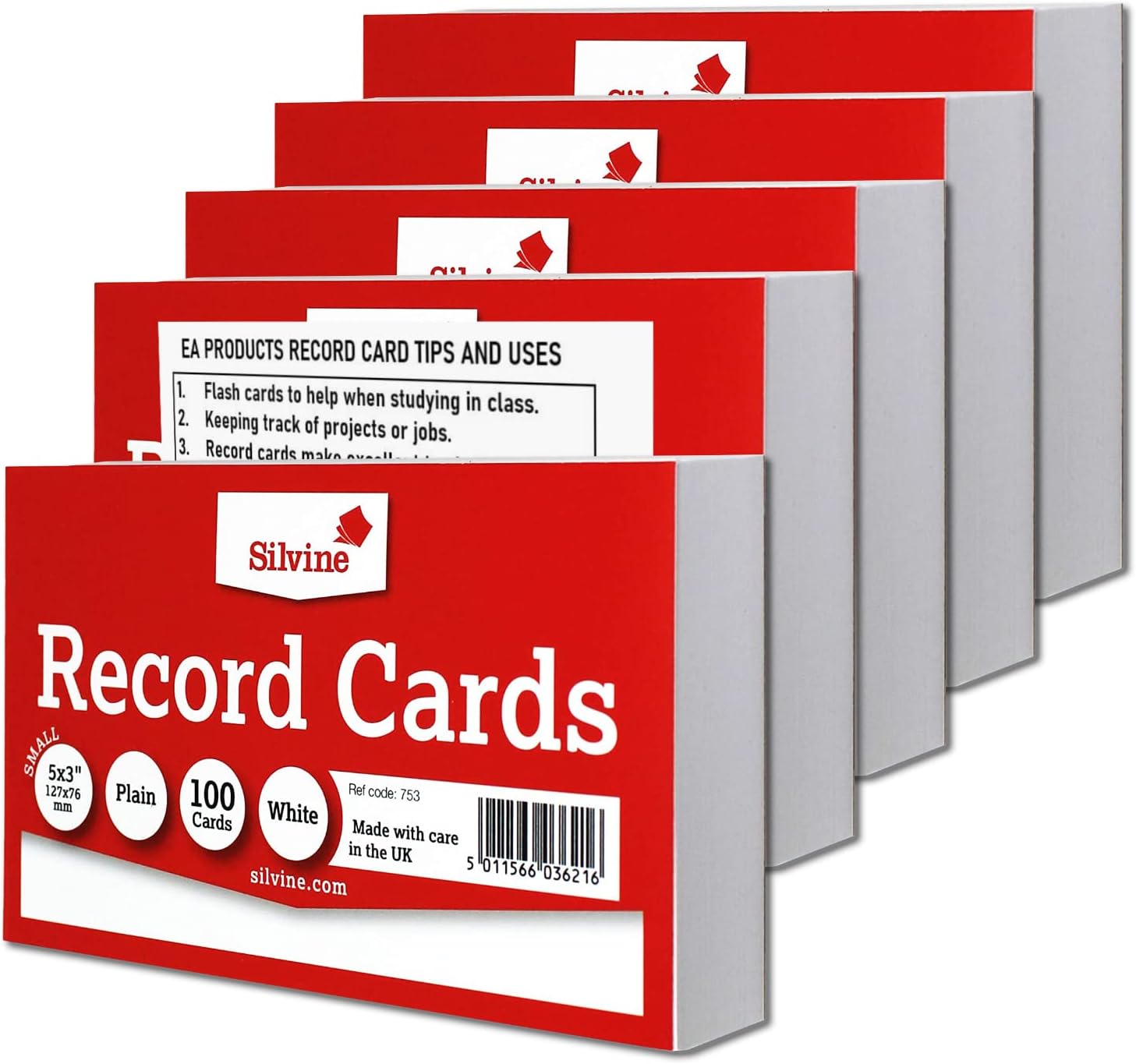 Record Card Bulk Pack of 500 | 5 x 100 5x3” White Plain Record Cards ...