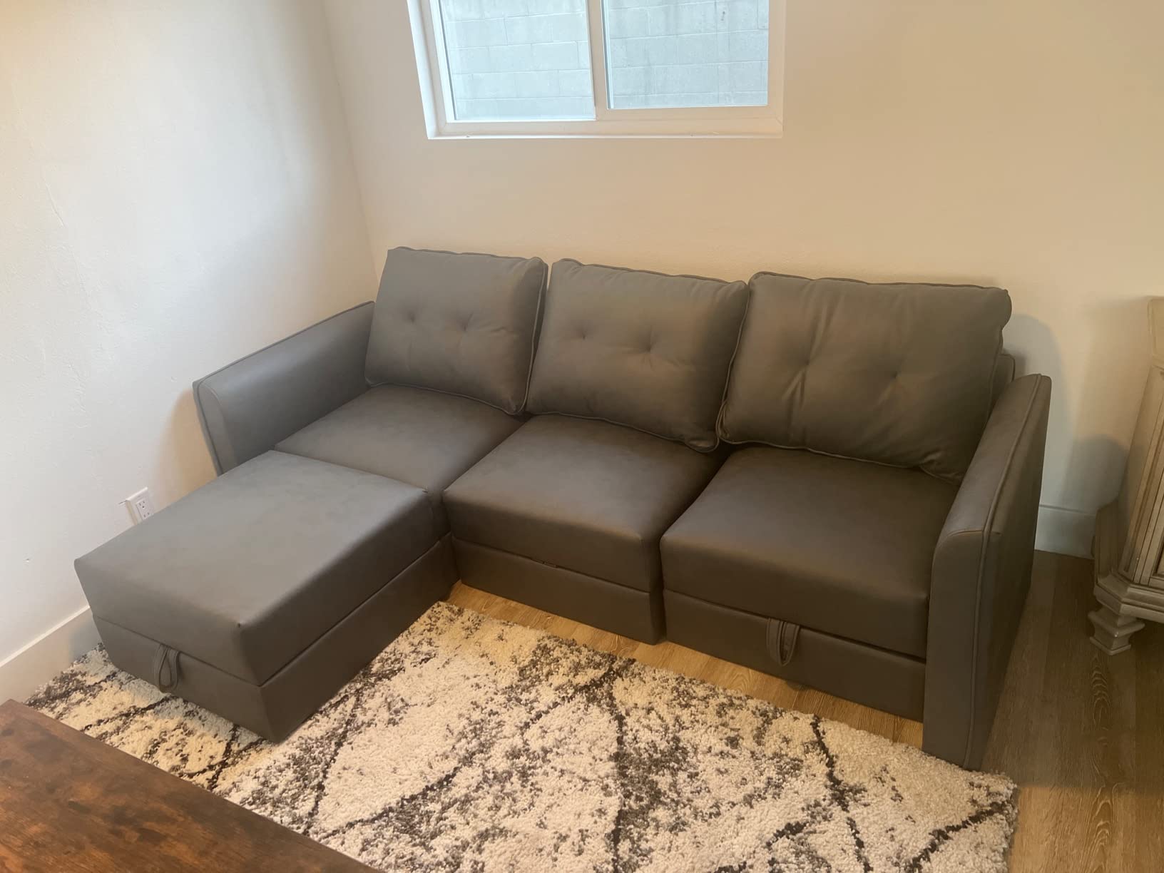 $79/mo - Finance LLAPPUIL Modular Sectional Sofa Faux Leather Fabric ...