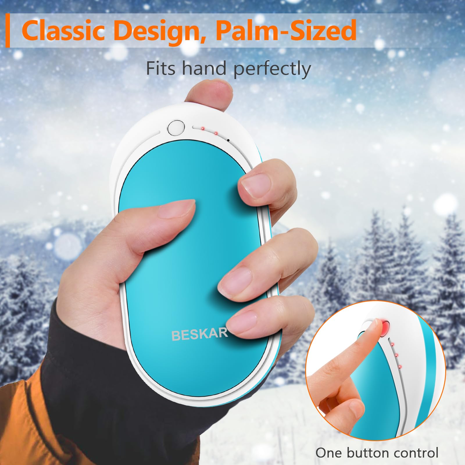 Snapklik.com : BESKAR Rechargeable Hand Warmer, 5200mAh Electric Hand ...
