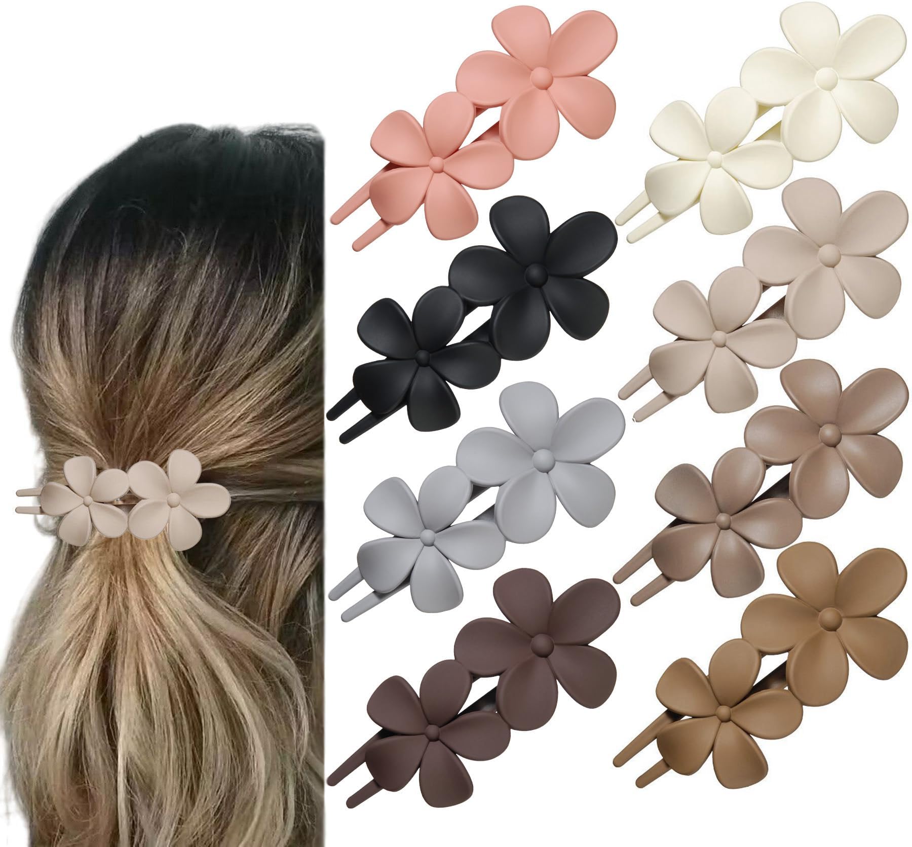 Amazon.com: 8 Pcs Flower Hair Claw Clips, Matte Flat Frangipani Hair ...