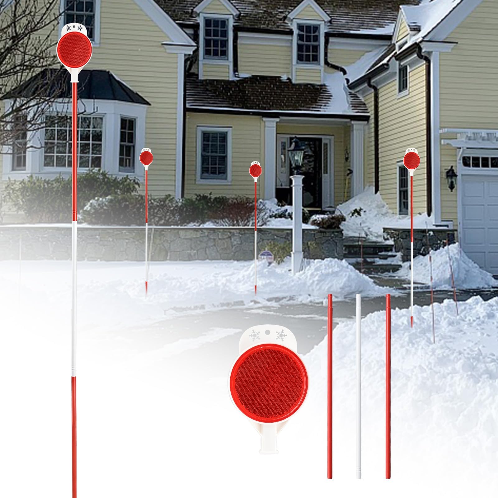 Amazon.com : Reflective Driveway Markers, 4ft Tall Snow Stakes with 9 ...